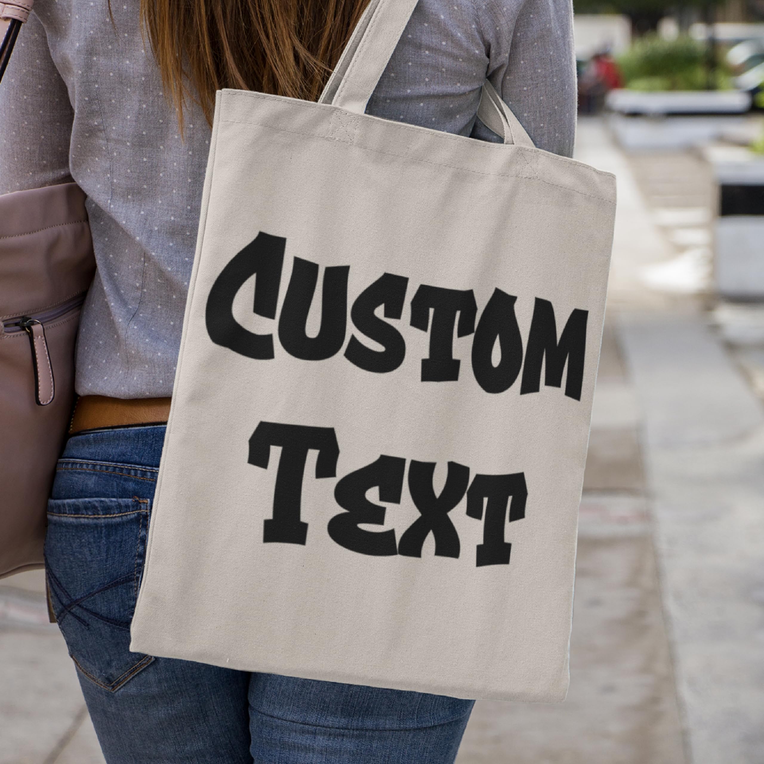 Personalized Your Text Here Tote Bag β Customized Bridesmaid Shoulder Bag β Custom Beach Canvas Shoulder Bag β Customize Grocery Bag