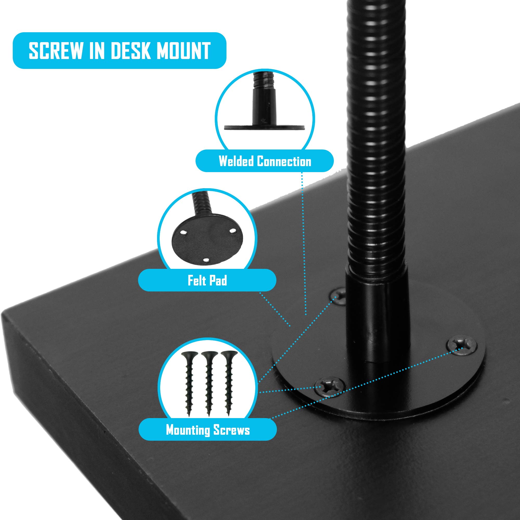 SpinTech Desk Mounted Adjustable Gooseneck for Microphone Mount that Screws in to Tables Podiums (30)