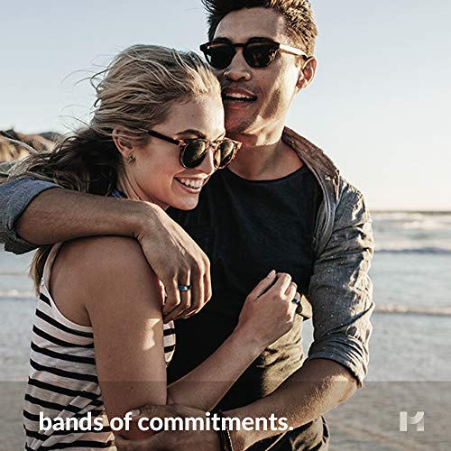 P. Manoukian Tungsten Carbide Wedding Band Ring 8mm for Men Women Black Offset Line Grey Interior with Flat Cut Brushed Polished Comfort Fit Anniversary Size 15