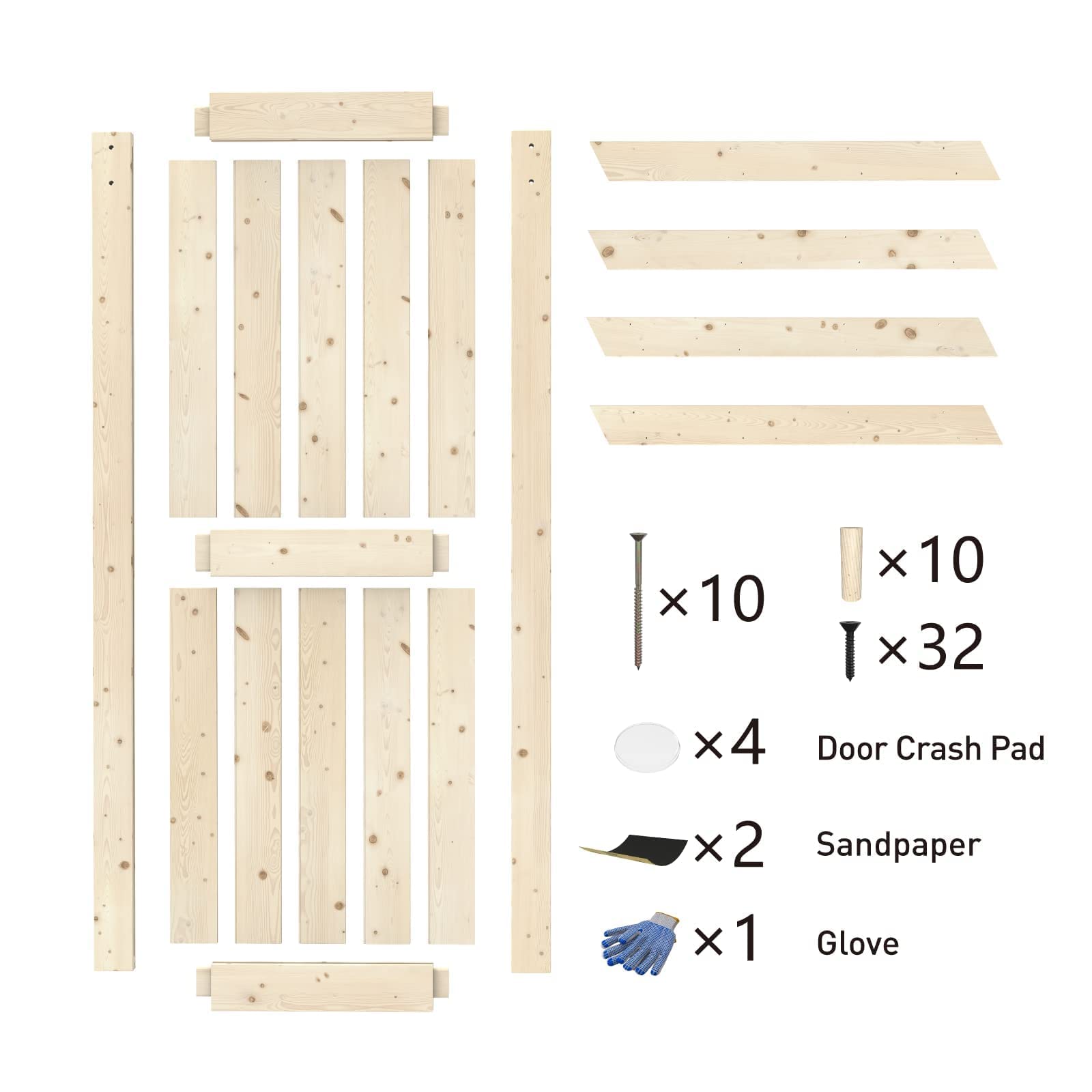 WINSOON 30in x 84 in Sliding Barn Door Interior Paneled Slab with 1 PC sliding barn door handle, DIY Unfinished Barn Doors Solid Spruce Wood, K Frame Planks, Pre-Drilled, Bottom Grooved