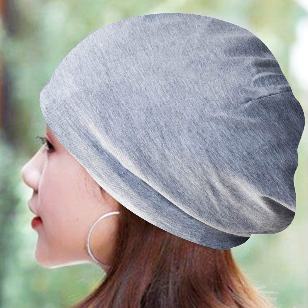 Satin Lined Sleep Cap Hair Sleeping Cap Hat Beanies Night Women Sleeping Cotton Cap, Black, Pink, Grey, M
