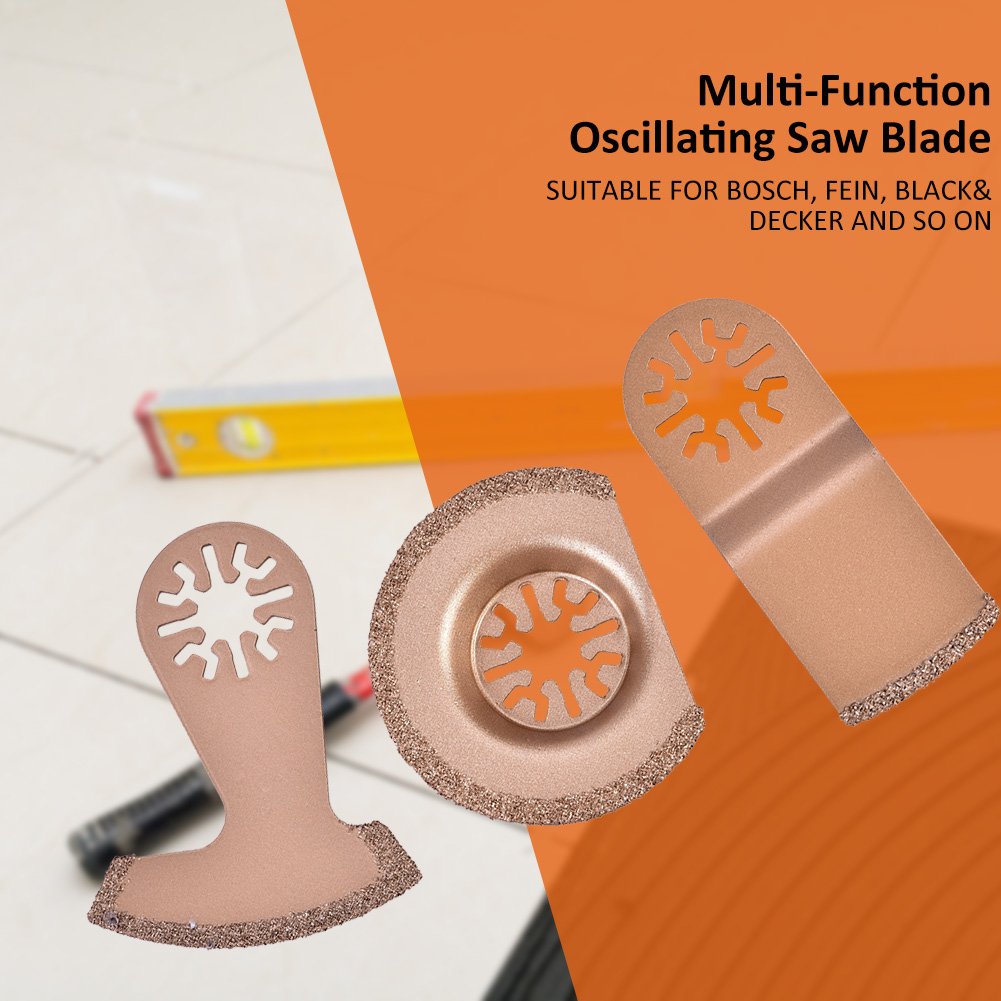 Oscillating Saw Blade Set, 3pcs Universal Oscillating Tool Blades Carbide Saw Blade, Oscillating Segment Multifunction Tool for Tile Grout Mortar Concrete Masonry