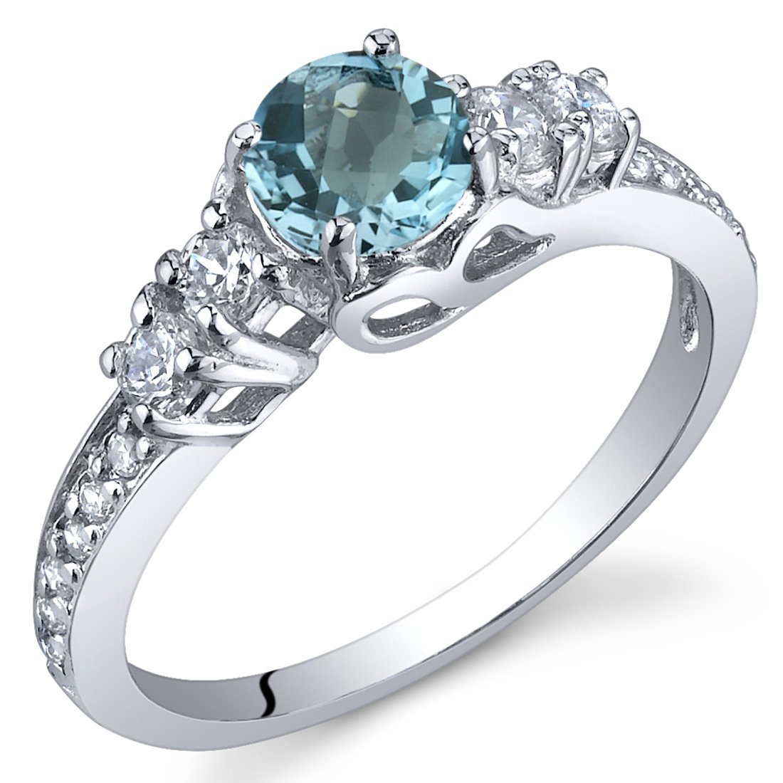 PEORA Enchanting 0.50 Carats Swiss Blue Topaz Ring in Sterling Silver Size 9