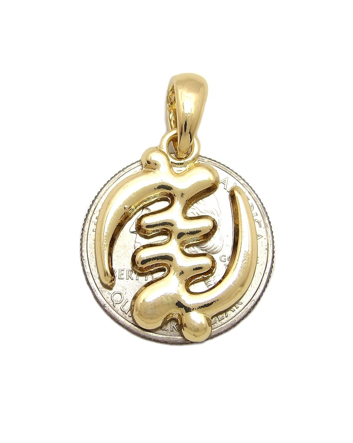 NYFASHION101 Polished Adinkra Symbol Gye Nyame Micro Pendant for Necklace in Gold-Tone