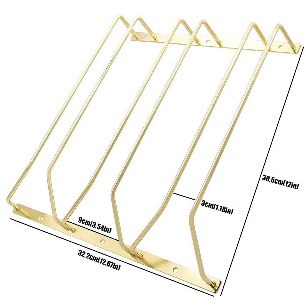 zoohot 30.5cm Wine Glass Rack - Under Cabinet Stemware Wine Glass Holder Glasses Storage Hanger Metal Organizer for Bar Kitchen, Gold Finish (3 Rows, 1 Pack)