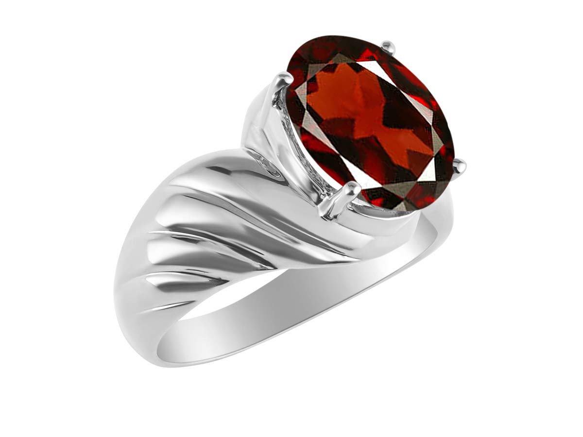 Rylos Rings for Women Silver Ring Classic Designer Style Oval 12X10MM Solitaire Gemstone Ring January Garnet Jewelry for Women Size 12