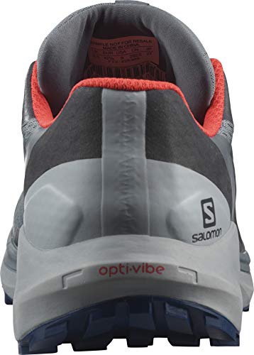 Salomon Sense Ride 4 Gore-TEX Invisible FIT Trail Running Shoes for Men, Stormy Weather/Quarry/Cherry Tomato, 8.5