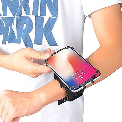 Phone Running Armband Phone Holder, 2 in 1 Arm Band Wrist Band for All iPhone All Samsung Phone All Huawei All Google Xiaomi LG (Black, fits for 4.0'' - 7.0'' Smartphone, with Free Extender Strap)