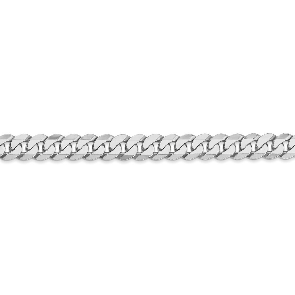 Solid 14k White Gold 6.25mm Beveled Curb Cuban Chain Bracelet - with Secure Lobster Lock Clasp 7"