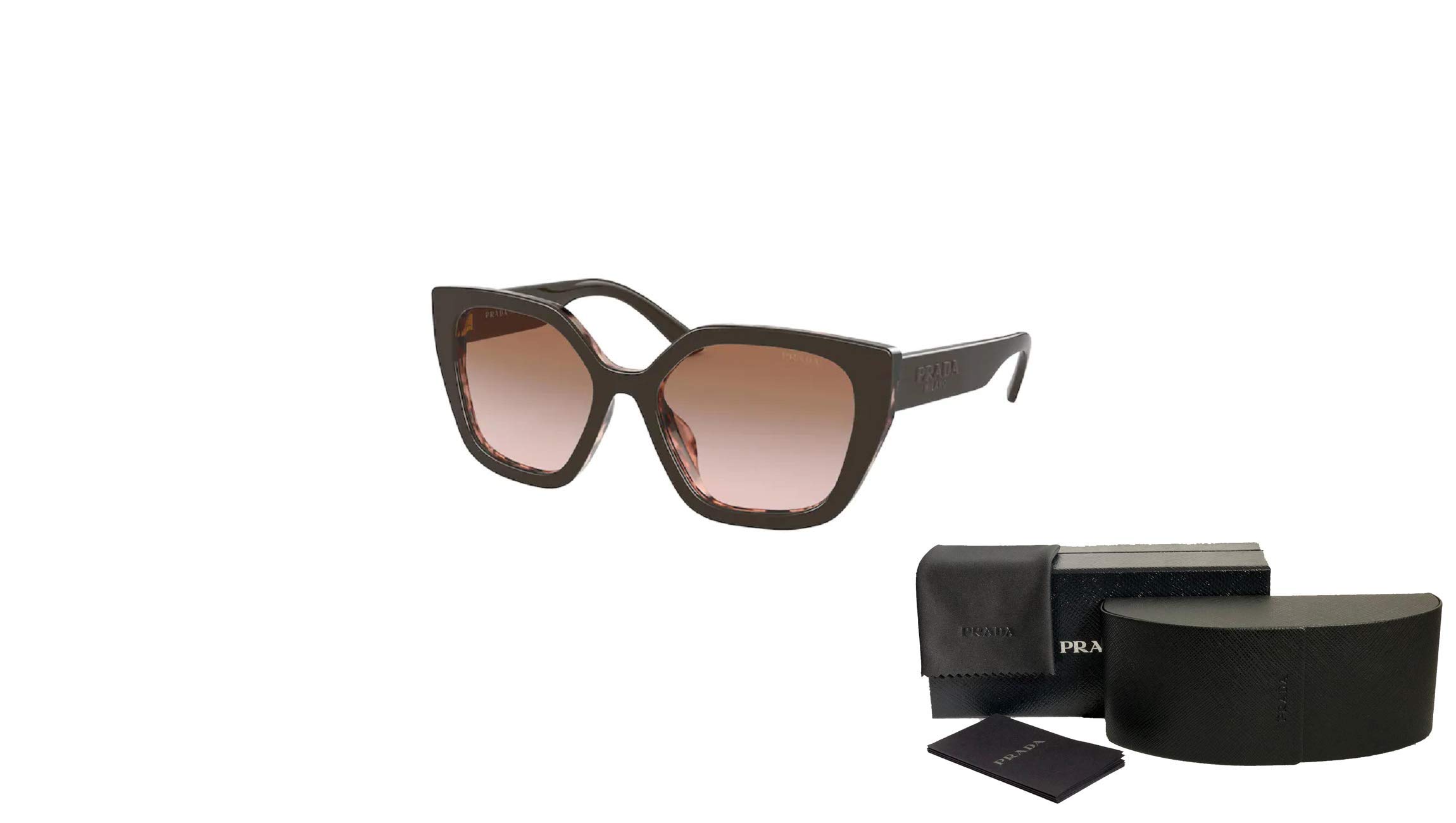 Prada PR24XS ROL0A6 52MM Brown/Spotted Pink/Brown Gradient Rectangular Sunglasses for Women + BUNDLE with Designer iWear Eyewear Kit