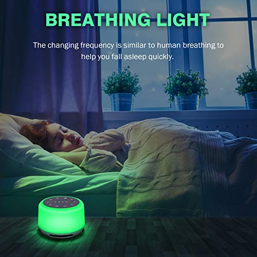 Sleep Sound Machine 24 Natural Soothing Sounds 7 Color Breathing Lights and Night Light with Timer Memory Feature Rechargeable Portable White Noise Machine for Baby Kids Adults