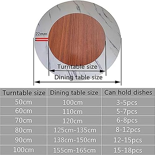 VERDDE 30in 40in Tempered Glass Lazy Susan For Dining Table Swivel Turntable Heavy Duty Serving Plate Round Transparent Rotating Tray (Size : 60 cm (24 in))