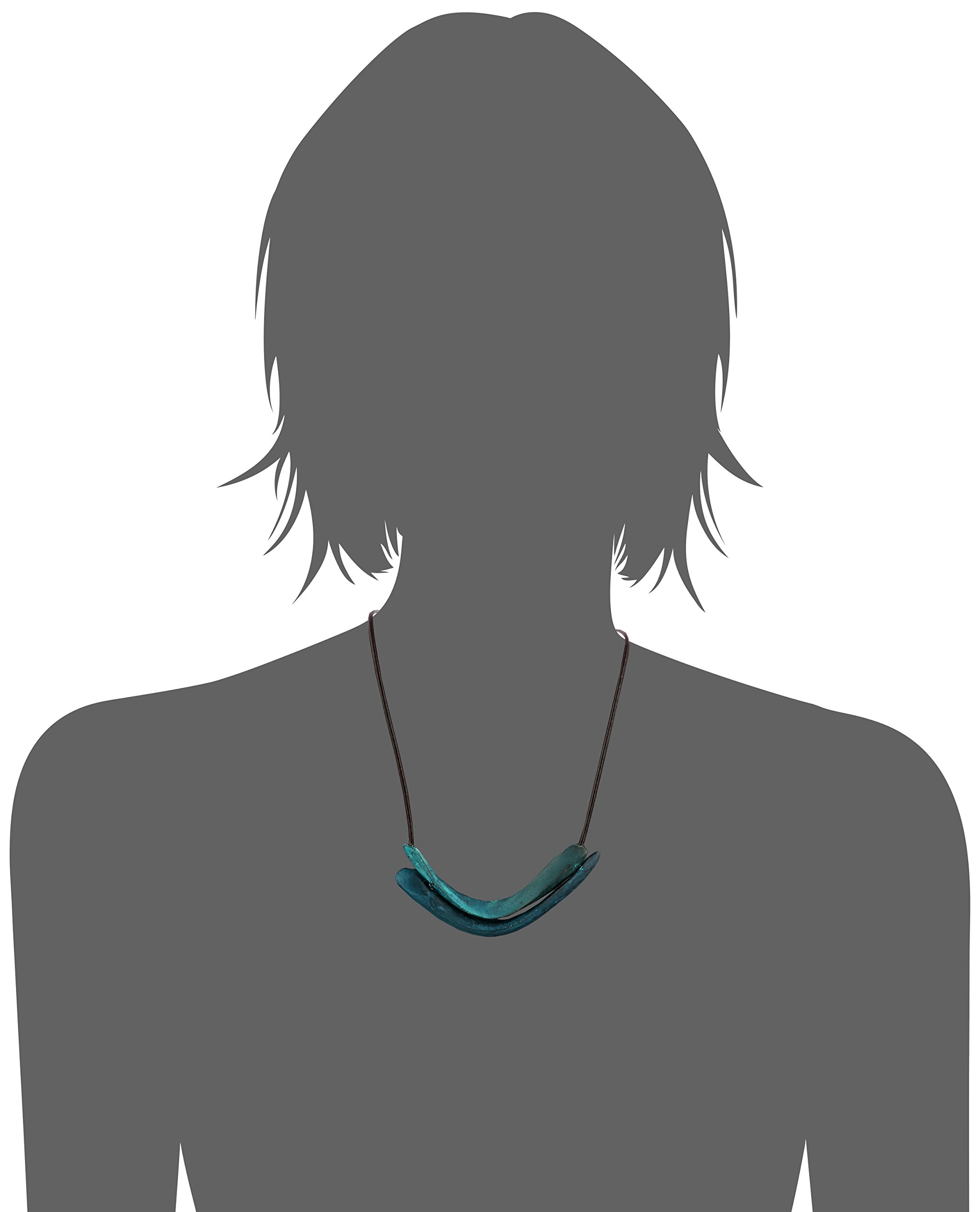 Robert Lee Morris Women's Sculptural Double Row Patina Frontal Necklace Pendant Enhancer, Blue/Green, One Size