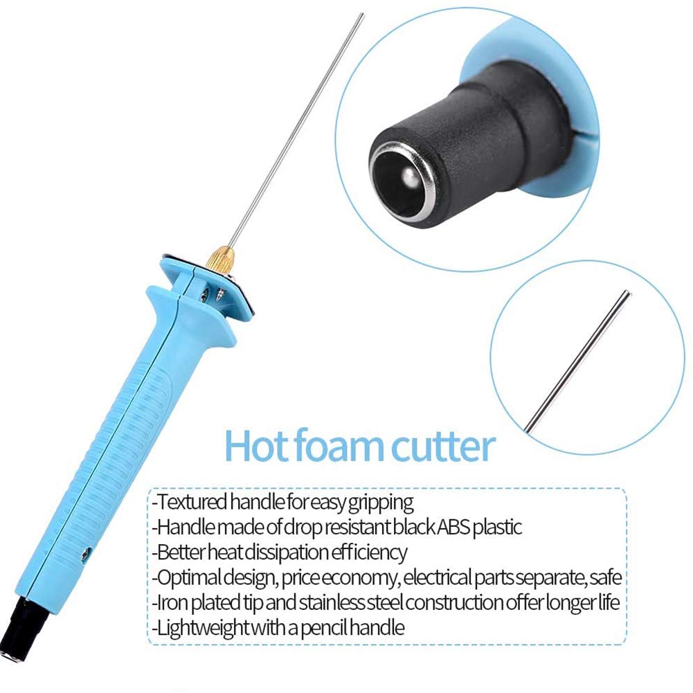Thincol Foam Cutter Pen,10cm Hot Wire Styrofoam Cutter,15W Bendable Needle Electric Foam Carving Knife for Craft Doll Model DIY,with 110cm Cable (UK Plug)