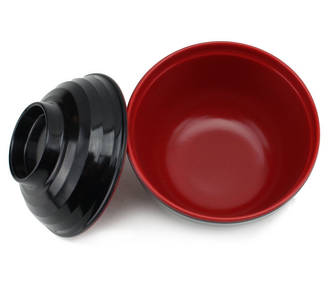 USAMJTABLE Set of 6 Japanese Melamine 味噌湯ボウル4" Miso Soup Rice Bowls With Lid (B11894) ~ We Pay Your Sales Tax