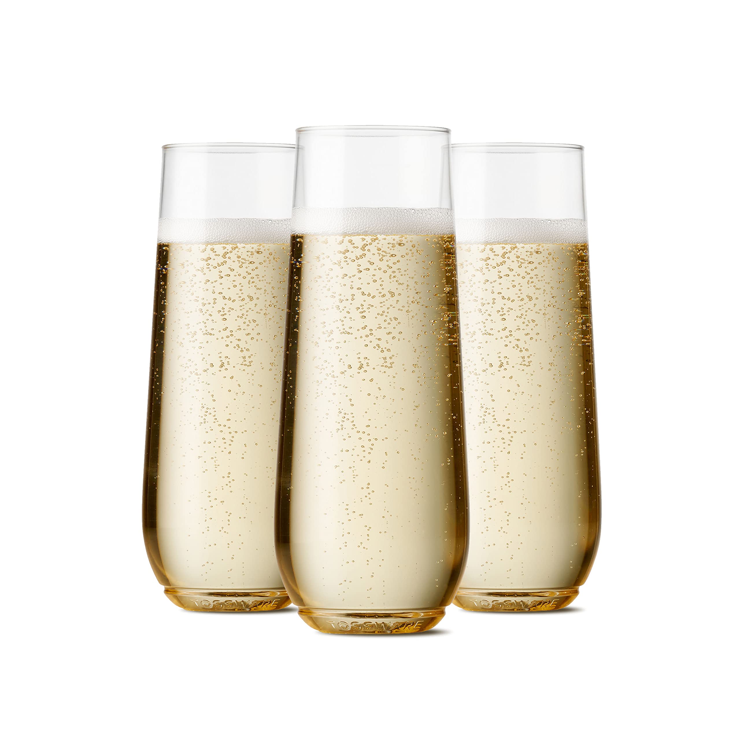 TOSSWARE POP 9oz Flute, Premium Quality, Recyclable, Unbreakable & Crystal Clear Plastic Champagne Glasses