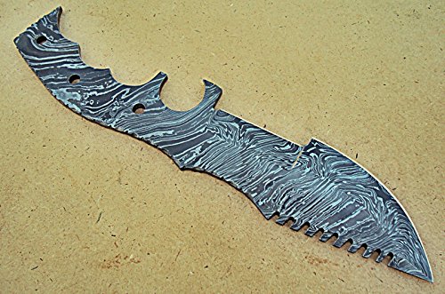 Poshland BB-17 Handmade Damascus Steel Blank Blade Full Tang Tracker Knife