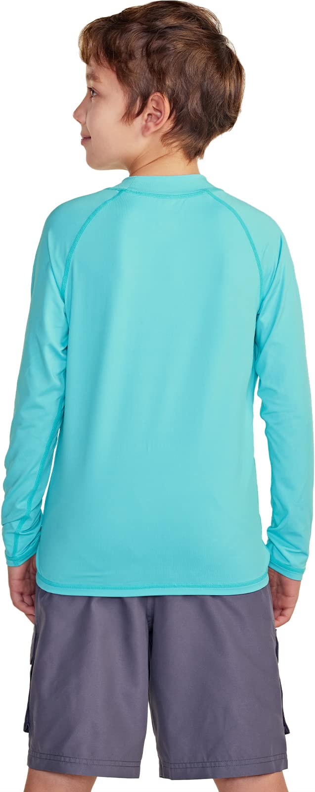 TSLA Boys UPF 50+ Rash Guard Long Sleeve, UV Sun Proctection Water Swim Shirts, Surf Swimwear Swimsuit Top, Vacation Aqua, 14