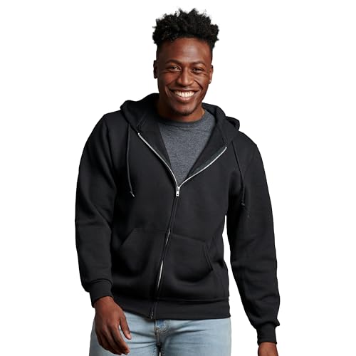 Russell Athletic Mens Dri-power Fleece Hoodies, Moisture Wicking, Cotton Blend, Relaxed Fit, Sizes S-4x Athletic-hoodies, Black Full Zip, 3X-Large US