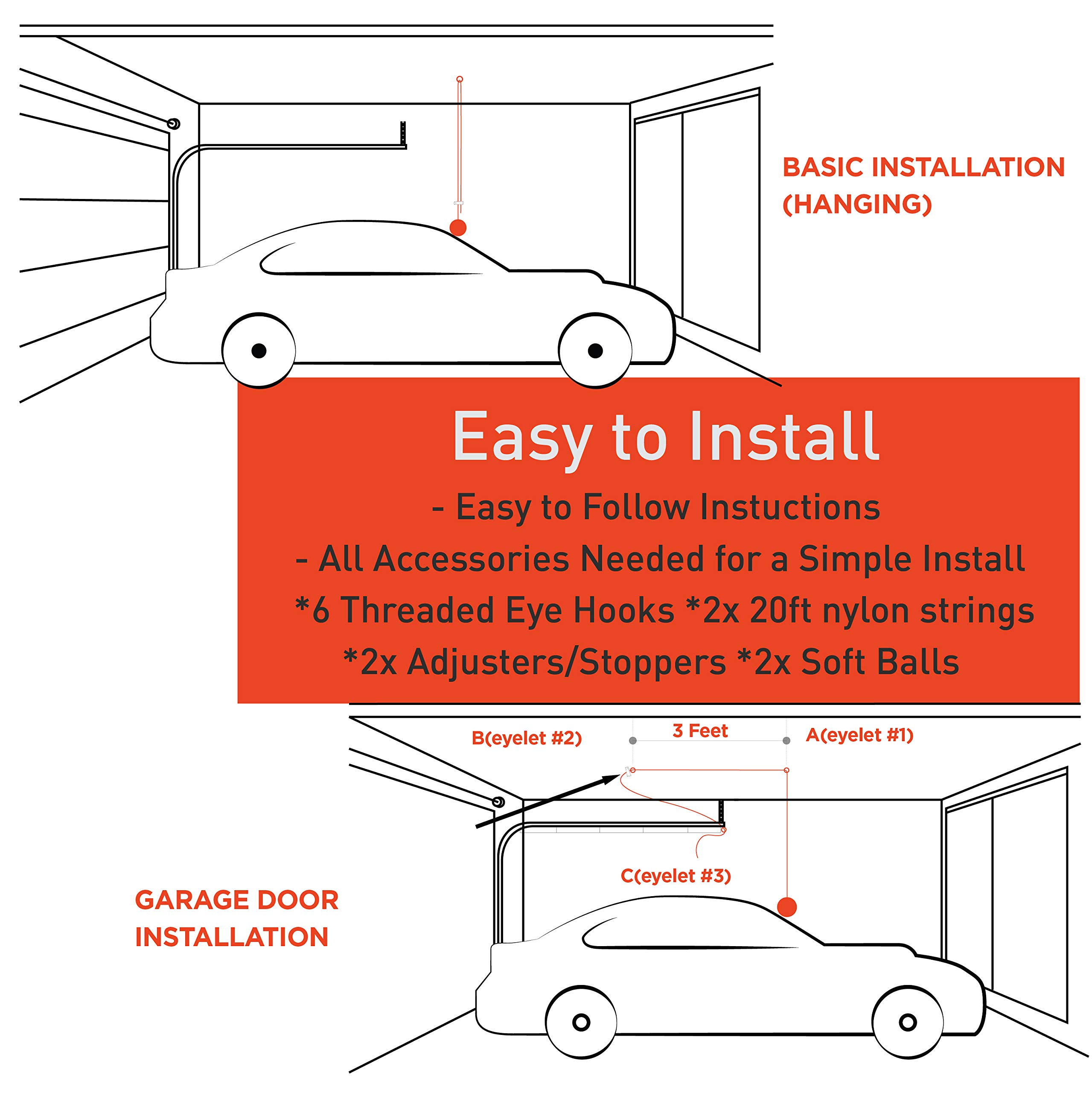 SECURITYMAN Garage Parking Aid for Cars (2 Pack) - Park Confidently with This Garage Car Stop Indicator - High Visibility and Easy to Install Parking Stopper for Garage
