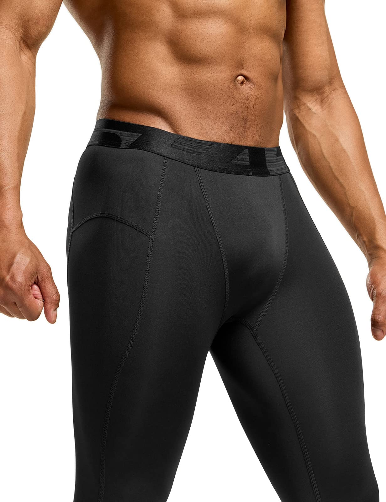 TSLA Men's 3/4 Compression Pants, Running Workout Tights, Cool Dry Capri Athletic Leggings, Yoga Gym Base Layer, Control Capris Black, Large