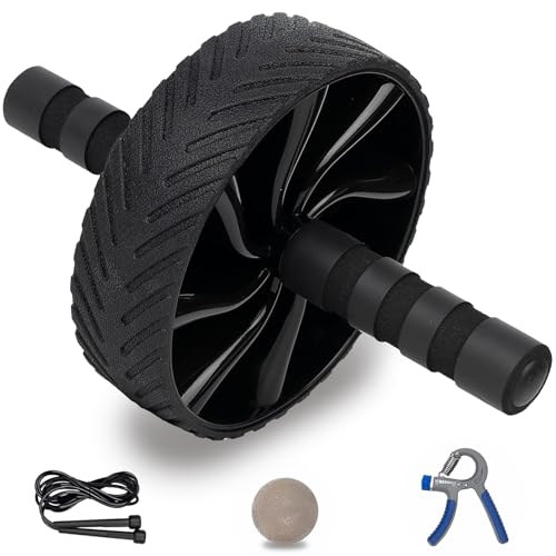 Sprwhale Ab Roller Wheel,Abdominal Wheel,Ab Workout Equipment for Core Workout,Core Exercise Equipment,Exercise Wheels for Home Gym,Fitness Equipment for Abdominal Exercise(Black Ab Roller)