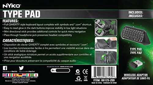 Nyko Type Pad - Chat Pad Message Keyboard with Glow in the Dark Keys and 3.5mm Jack for Xbox One Wireless Controller