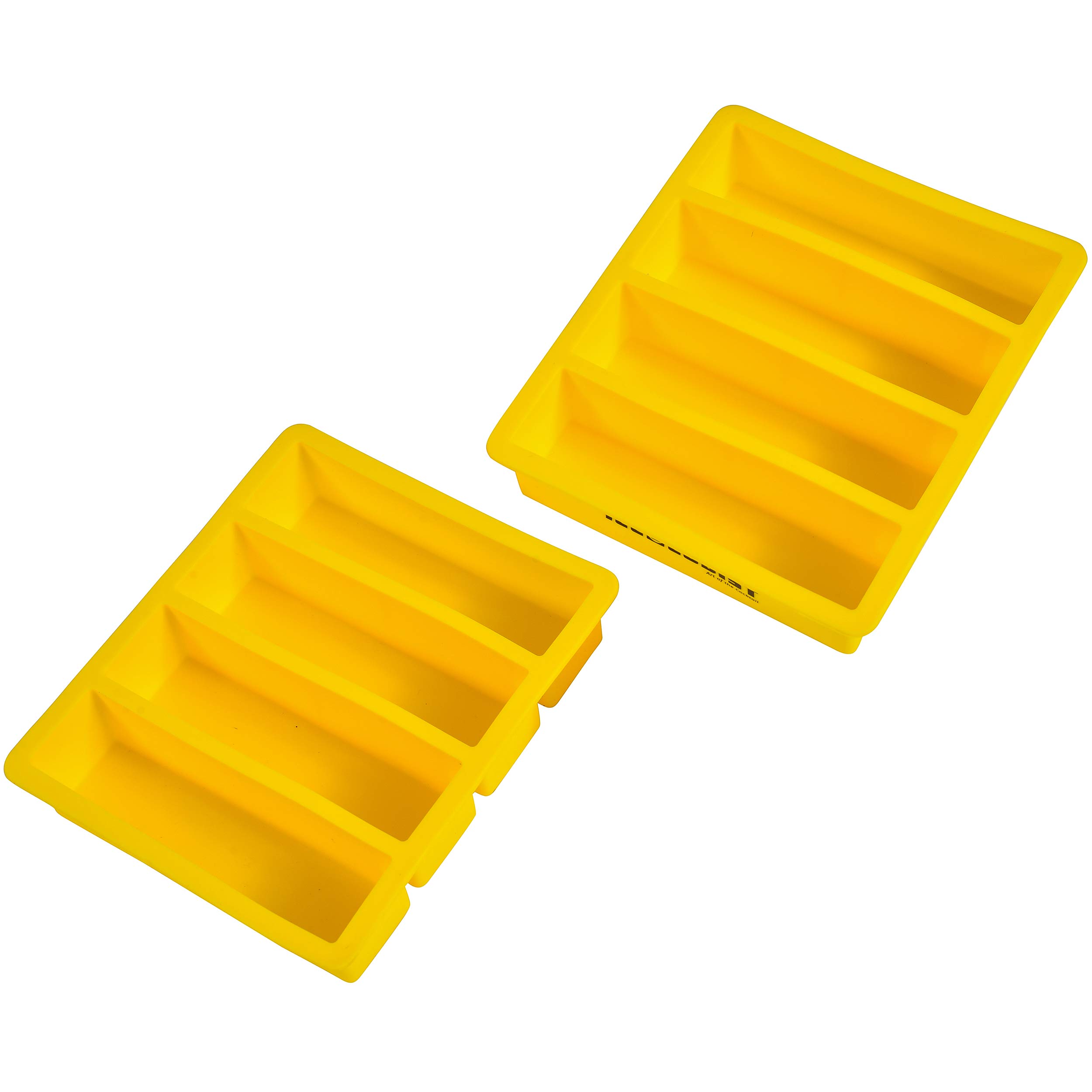 Rectangular Collins Ice Cube Mold - For Cocktail, Whiskey, Butter and More - BPA Free Silicone - 2 Trays - 4 Large Ice Cubes Per Tray