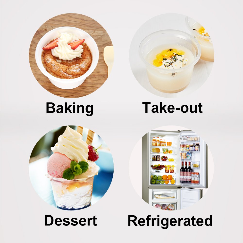 OTOR 8oz Hot/Cold Disposable Plastic Cups with Dome Lids - 50 Sets - Ice Cream Cups, Snack bowl, Take Away Food Container for Dessert Fast food Soup