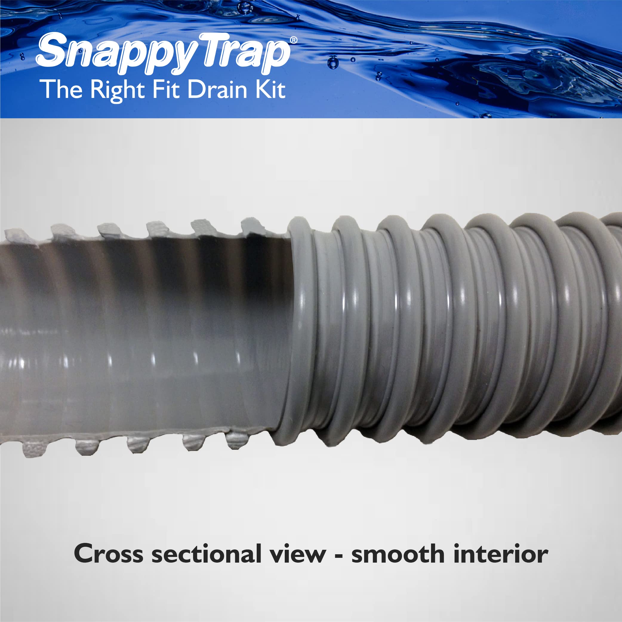 Snappy Trap Special Kit for Double Kitchen Sinks with Limited Vertical Distance between Sink Strainers and Wall Drainpipe