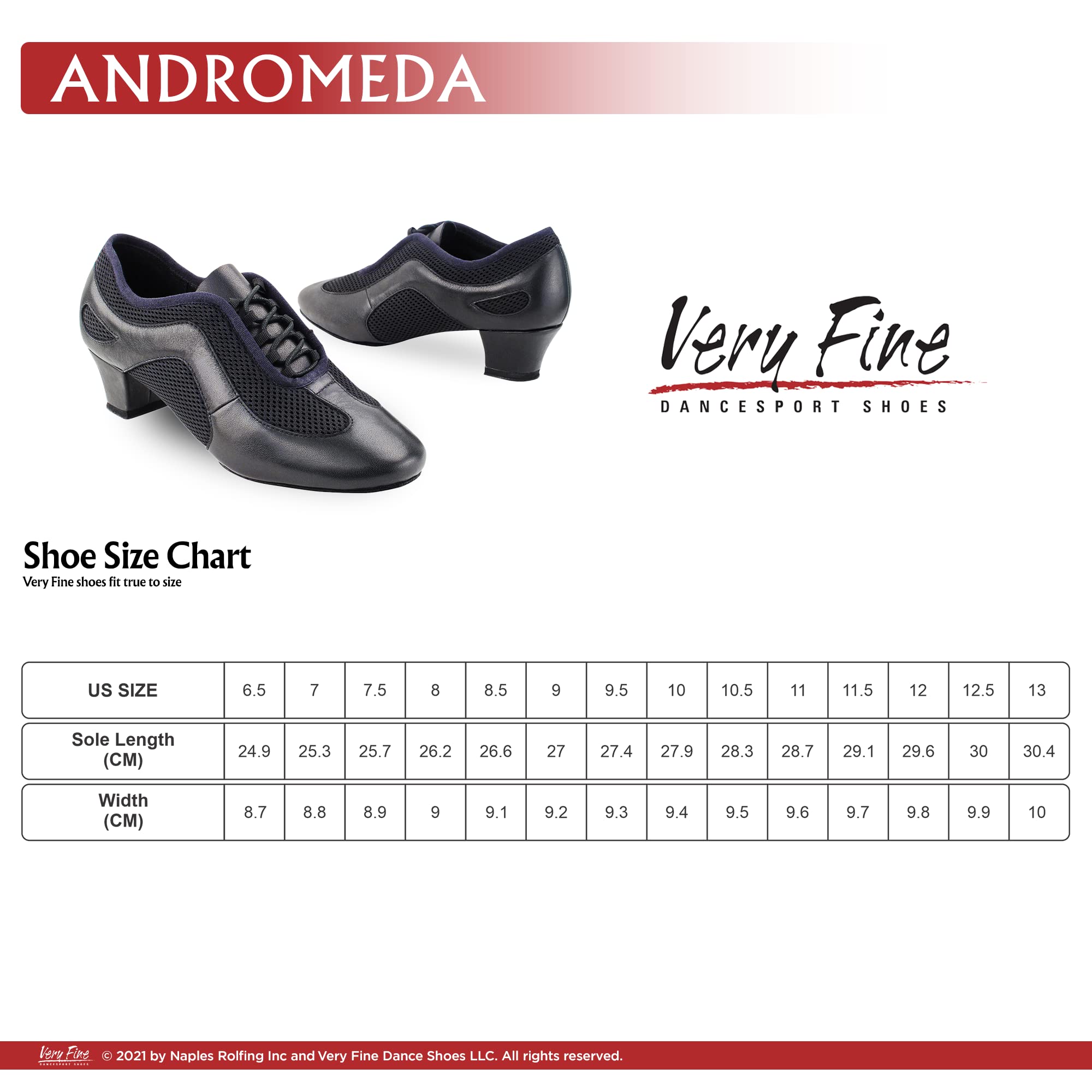 Very Fine Andromeda Womens Black Latin Ballroom Waltz Smooth Salsa Practice Dance Shoes 1.5" Cuban Heel US M 10
