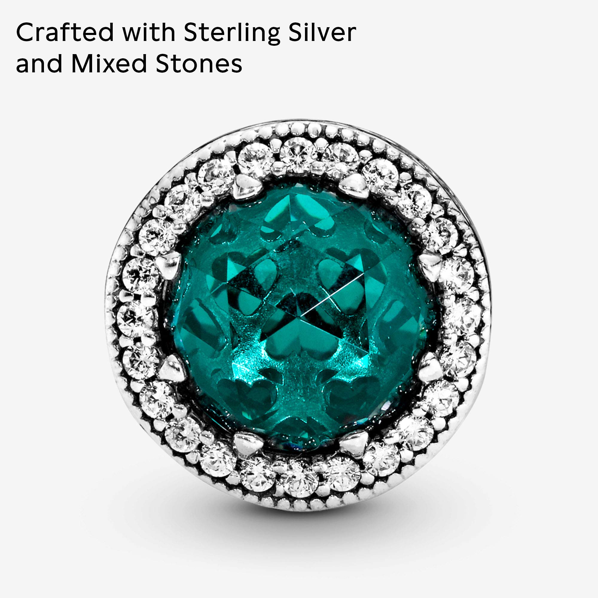 Pandora Jewelry Sparkling Sea Green Crystal and Cubic Zirconia Charm in Sterling Silver, No Box