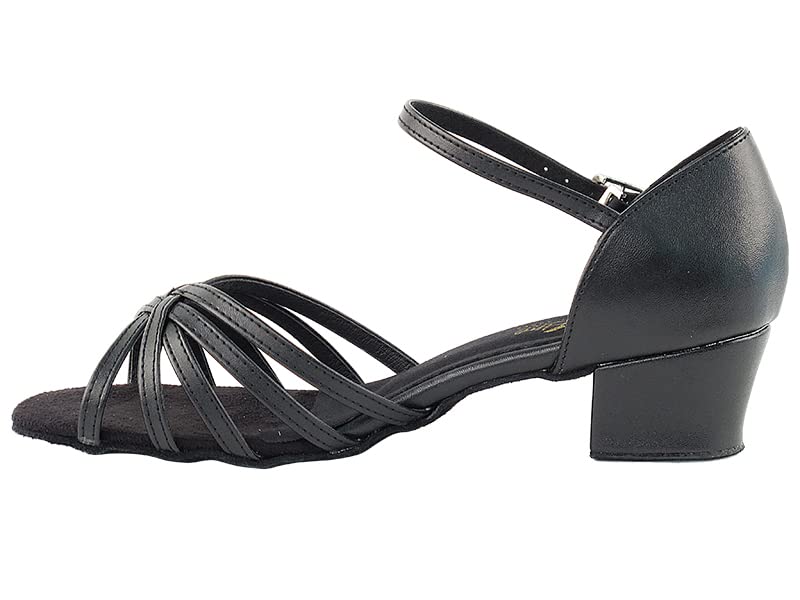 Very Fine Dancesport Shoes - Ladies Salsa, Latin, Rhythm Ballroom Practice Dance Shoes 802 Classic - 1.5-inch Heel Comfortable & Shoe Bag (Black Leather, Size 9)