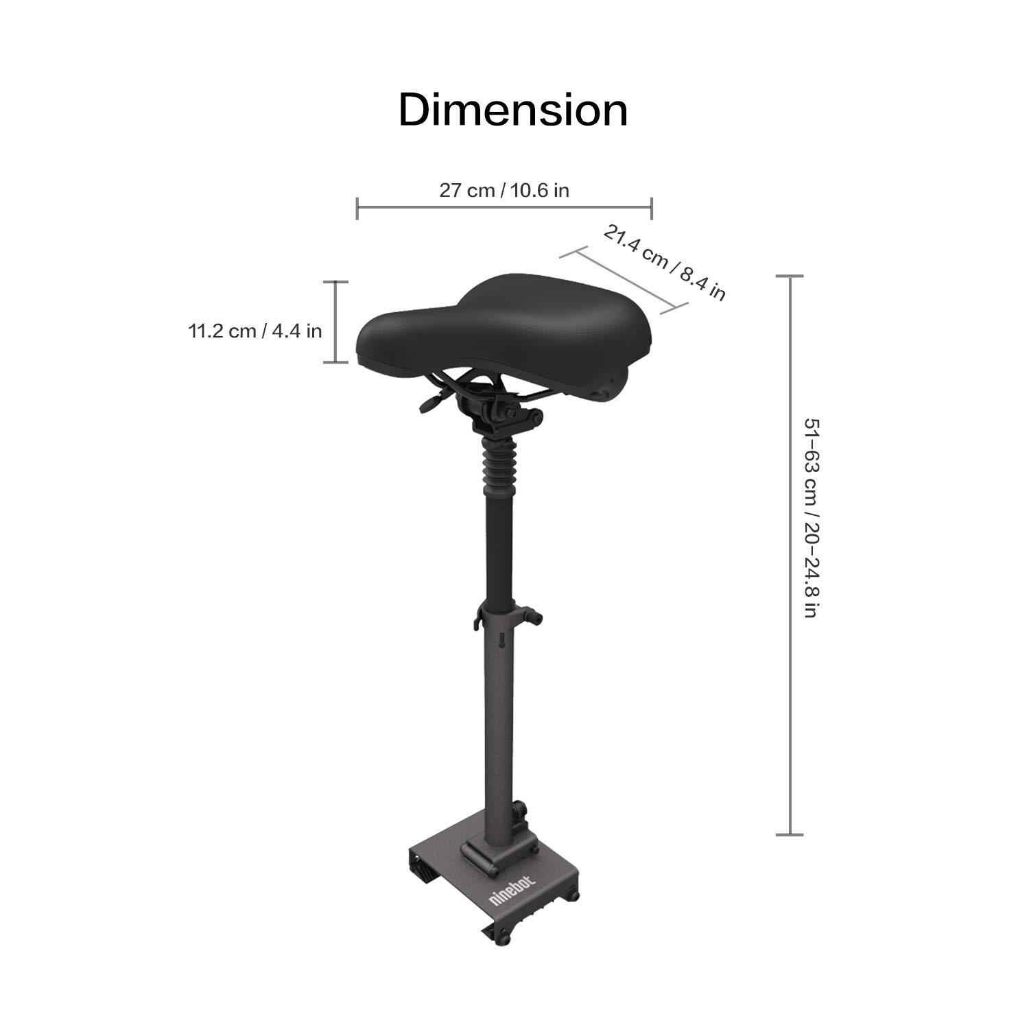 Segway Ninebot Adjustable Seat Saddle for ES1/ES2/ES4 Kick Scooters, Black, Large