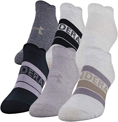 Under Armour Women's Essential 2.0 No Show Socks, 6-Pairs , Halo Gray/Slate Purple , Medium