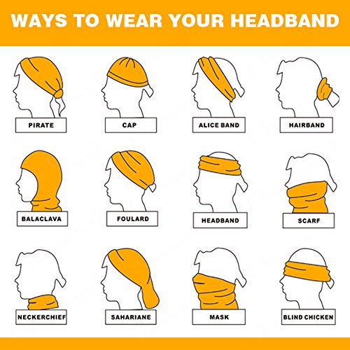Oureamod Wide Headbands for Men and Women Athletic Moisture Wicking Headwear for Sports,Workout,Yoga Multi Function (Solid Black)