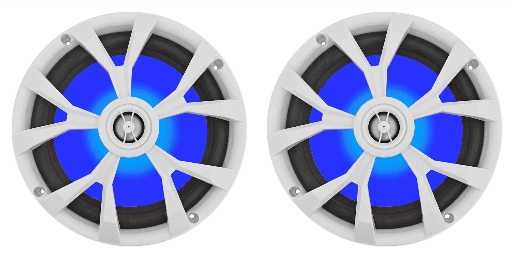 Rockville (2) RKL80MBW 8" 900w Marine LED Speakers+Receiver+Amplifier+Amp Kit