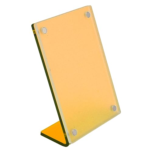 Self Standing Photo Frame, L Shaped Slanted Back Photo Frame 3 Inch Clear for Movie Tickets for Office (Orange)