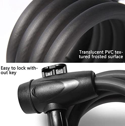 UPPVTE Mountain Bicycle Lock,Reflective Lock Alloy Lock with Lock Frame Bronze Key MTB Wire Lock Bicycle Accessories Anti-Theft Lock (Color : Black, Size : 1.2m)