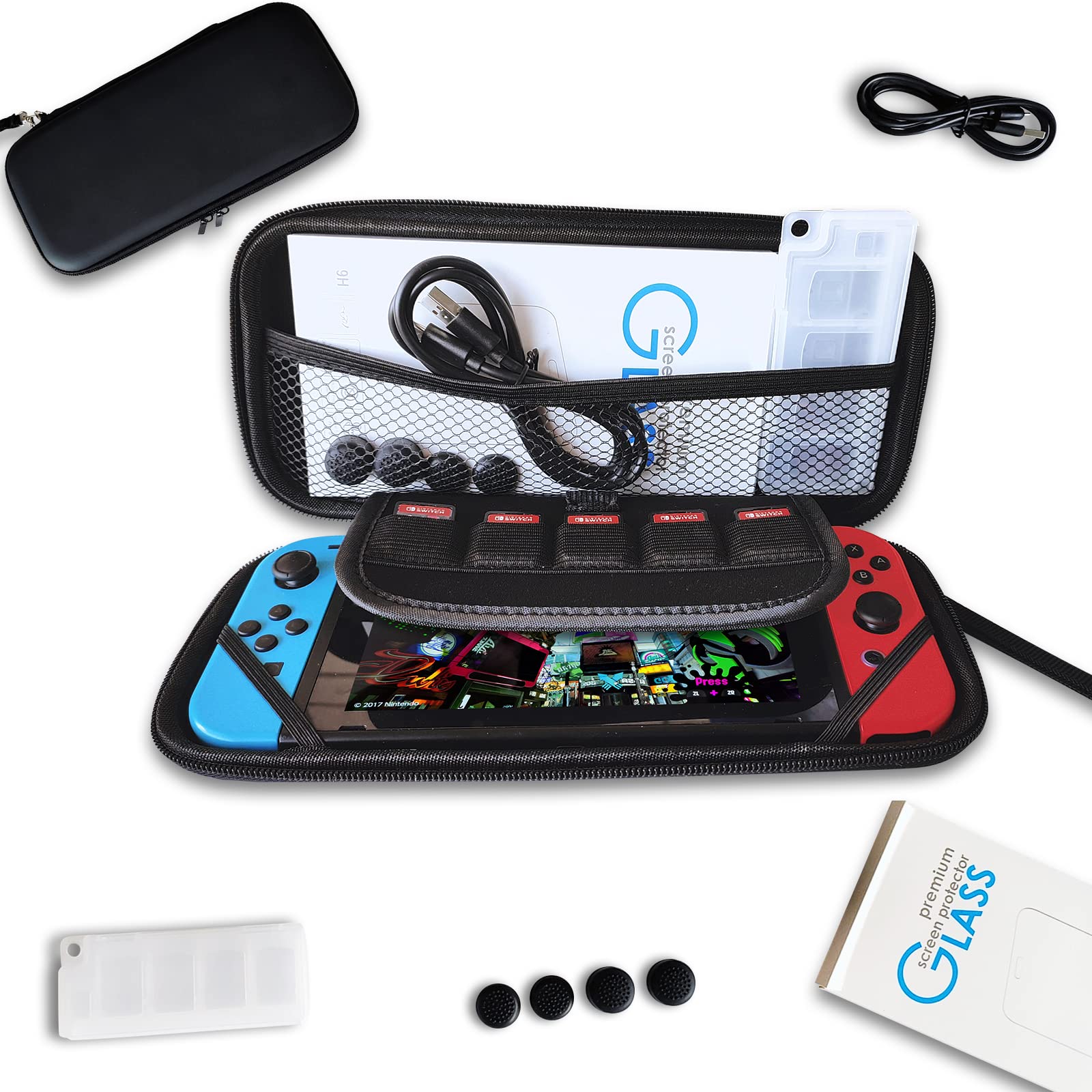 Switch carrying case Accessories Bundle for Switch OLED Protective Hard Shell Travel Carrying Case Pouch for Switch Console & Accessories-Good Gift for Switch (BLACK)