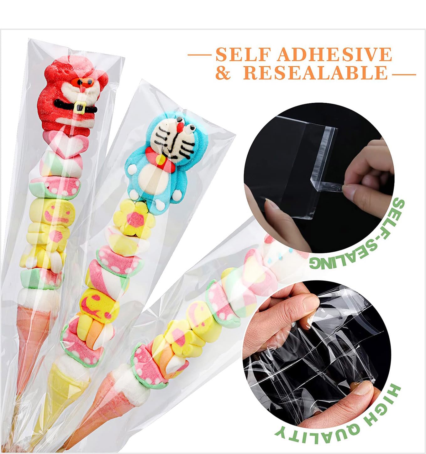 OYAVISR 200 pcs 6" x 15" Long Clear Resealable Cellophane Bags Self Sealing Treat Bags Cookie Bags with Adhesive Flap Gift Wrap Poly Bags Plastic Packaging 1.4 mil