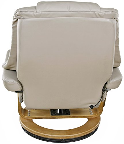 Relaxzen 60-079008 8 Motor Massage Recliner with Heat and Ottoman, Beige and Wood Base