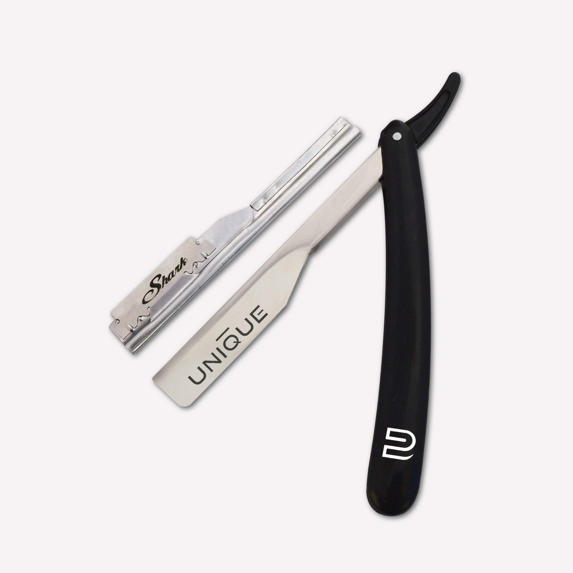 Professional Barber Finger Razor Straight Beard Head Shaving Cut Throat + Blades