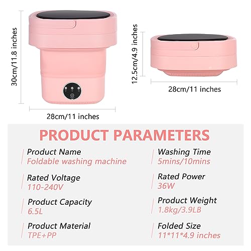 Portable Washing Machine and Dryer Combo, 6.5L Mini Folding Washing Machine Portable with Disinfection Function, Small Portable Washer and Dryer Combo for Apartments, Dorm, Camping, RV, Travel Laundry