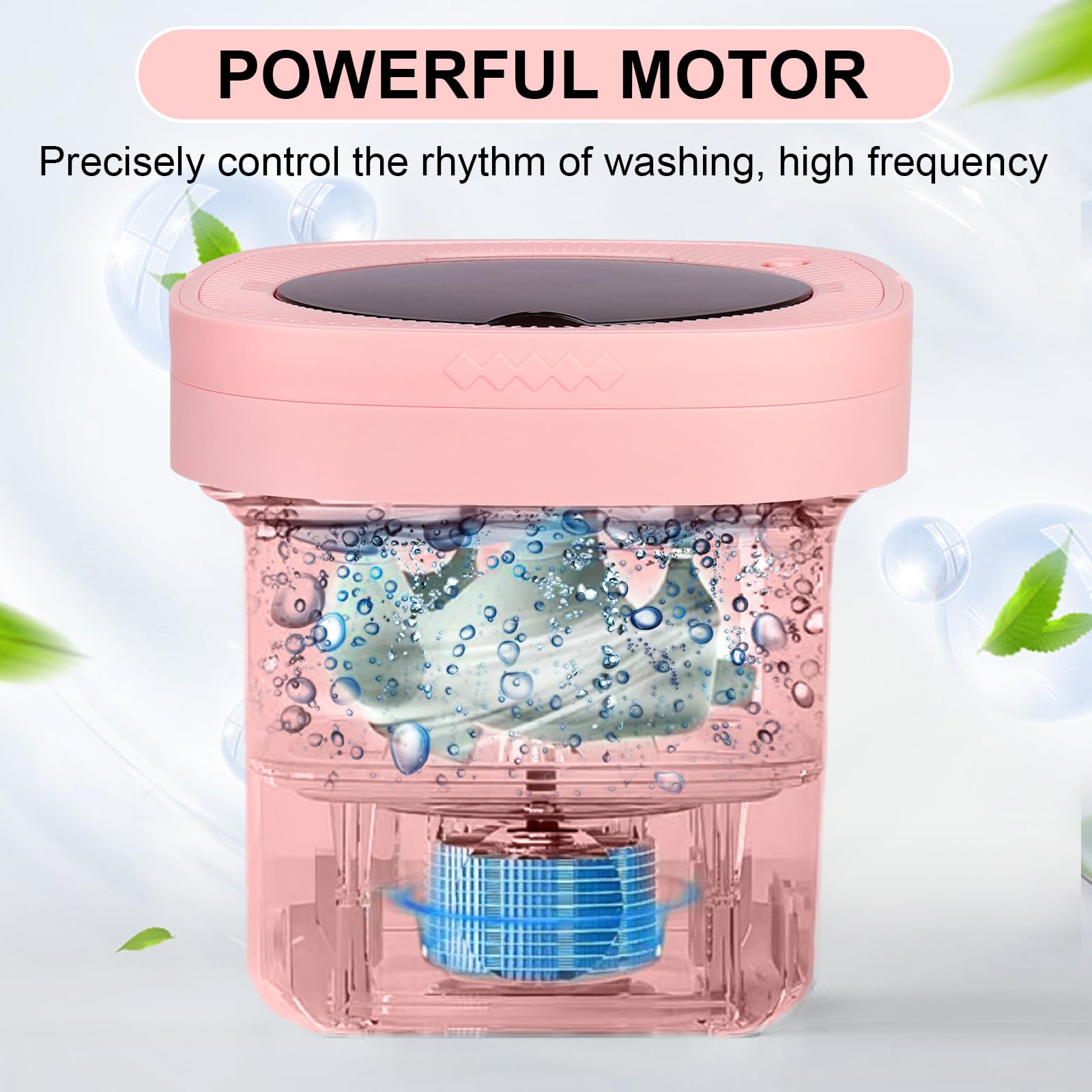 Portable Washing Machine, Mini Washer 6.5L Foldable Deep Cleaning for Underwear, Baby Clothes, or Small Items, Foldable Washing Machine for Apartments, Camping, Travel (Pink)