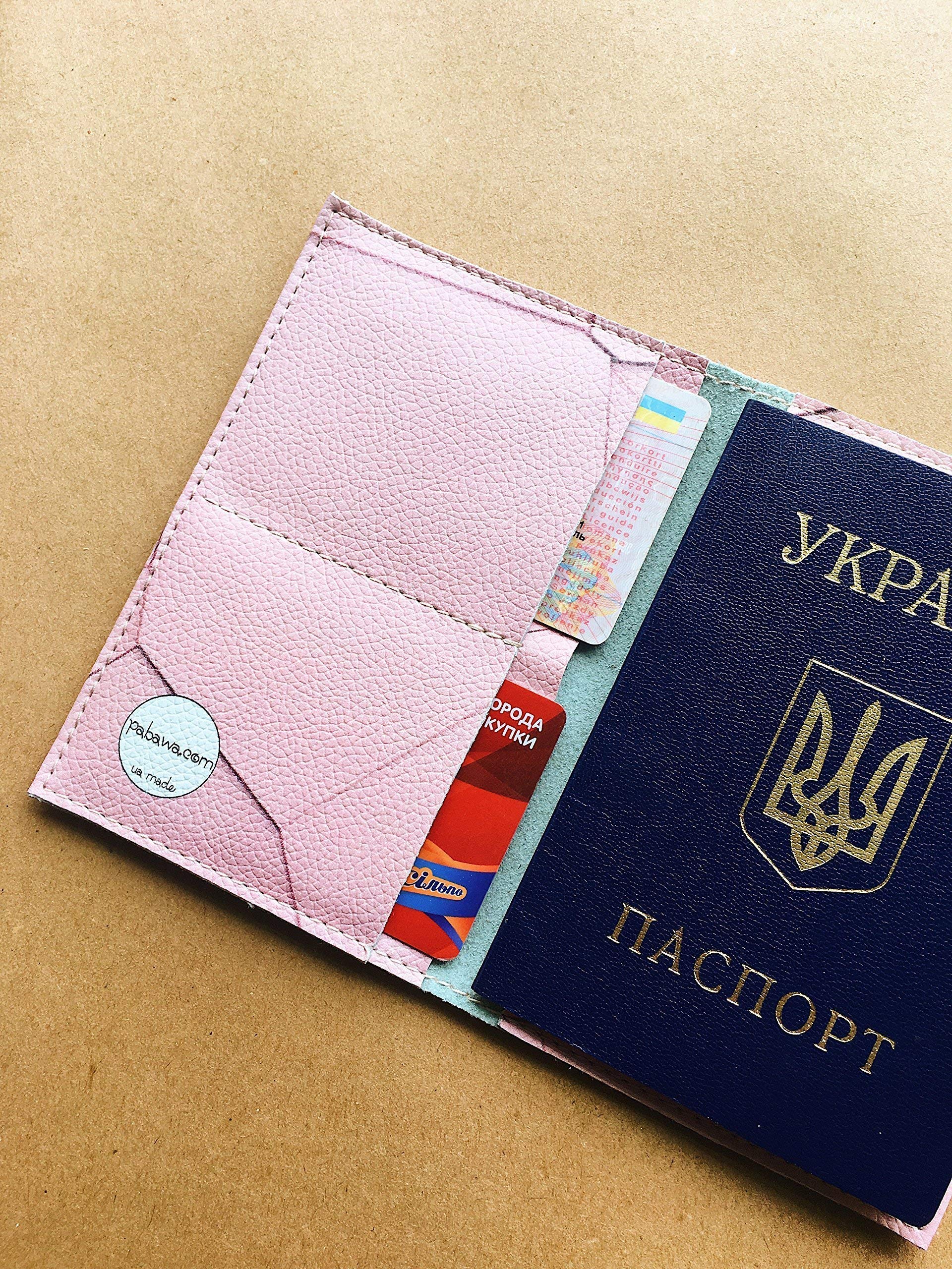 Pink passport holder eco leather wallet for credit cards travel organizer cover for documents
