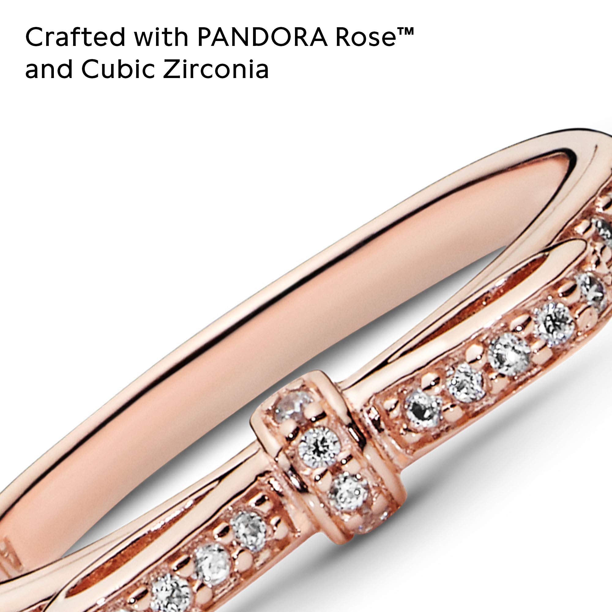 PANDORA Sparkling Bow Ring, PANDORA Rose, Cubic Zirconia, Size 8.5