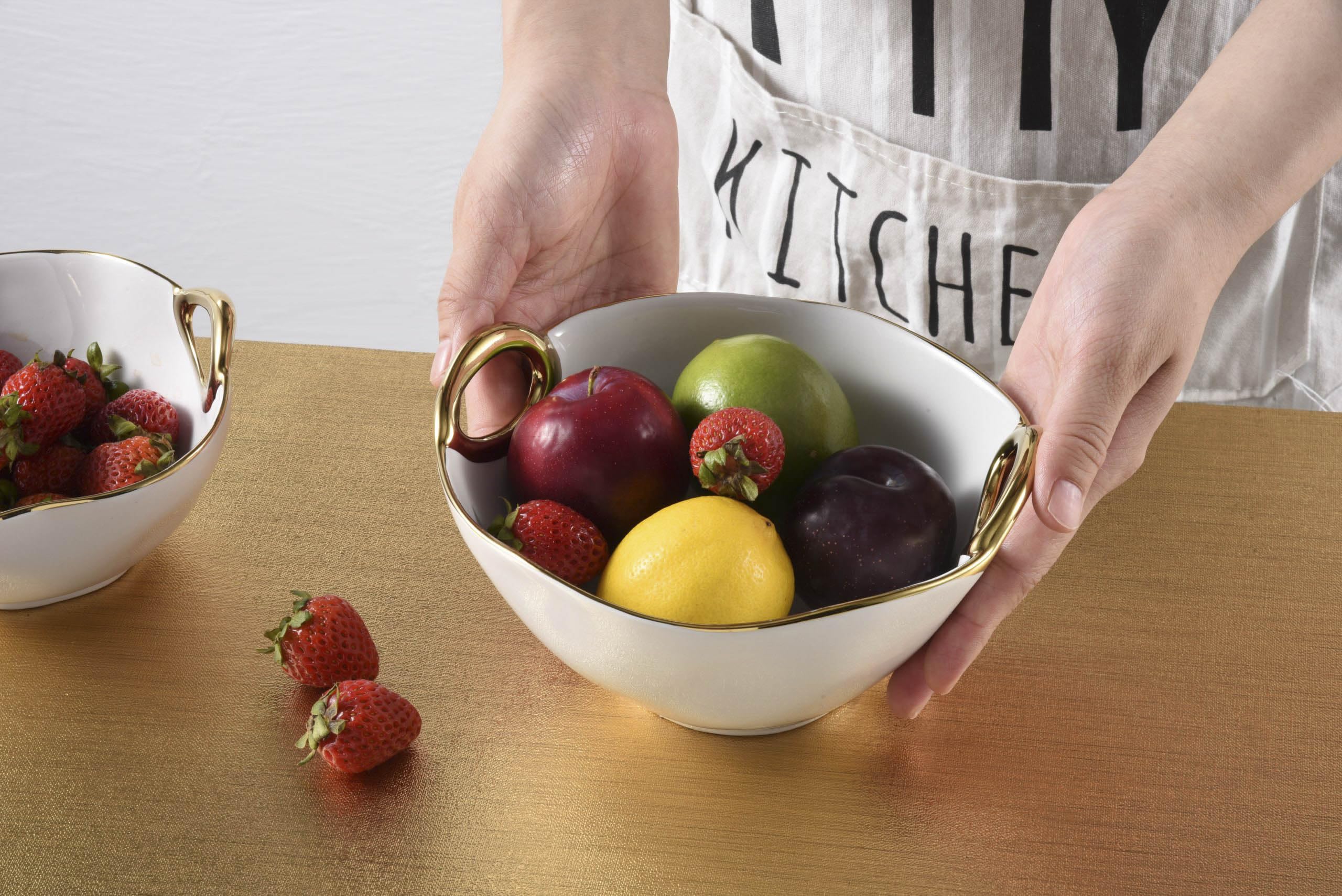 Pampa Bay Medium Bowl with Golden Handles
