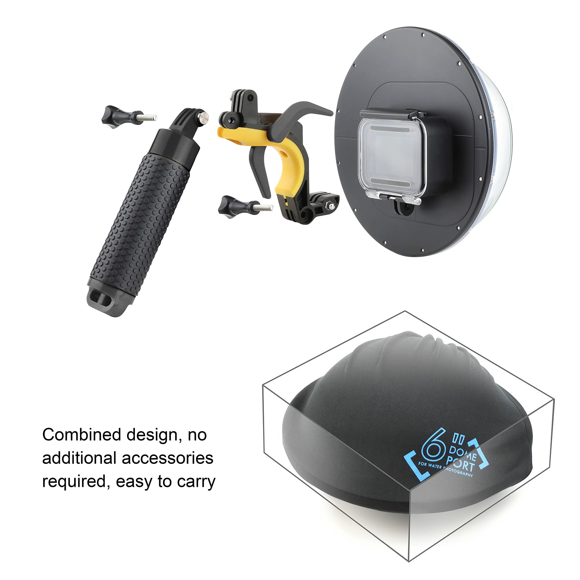 YALLSAME Waterproof Dome Port for GoPro Hero 9 10 11 12 with Floating Hand Grip/Trigger/Front View, Underwater Diving Snorkeling Protective Dome Housing Case Accessories Kit for GoPro11 10 9 Black