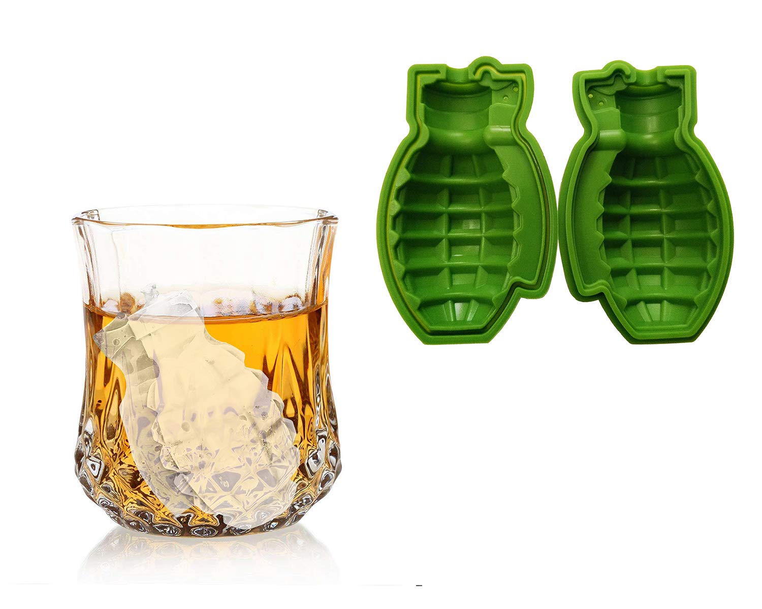 Weapon Series Whisky 3D Cube Ice Ball Molds Grenade Mould Handgun Ice Mold Bullet Tray Ice Maker Set of 6 By TAISI